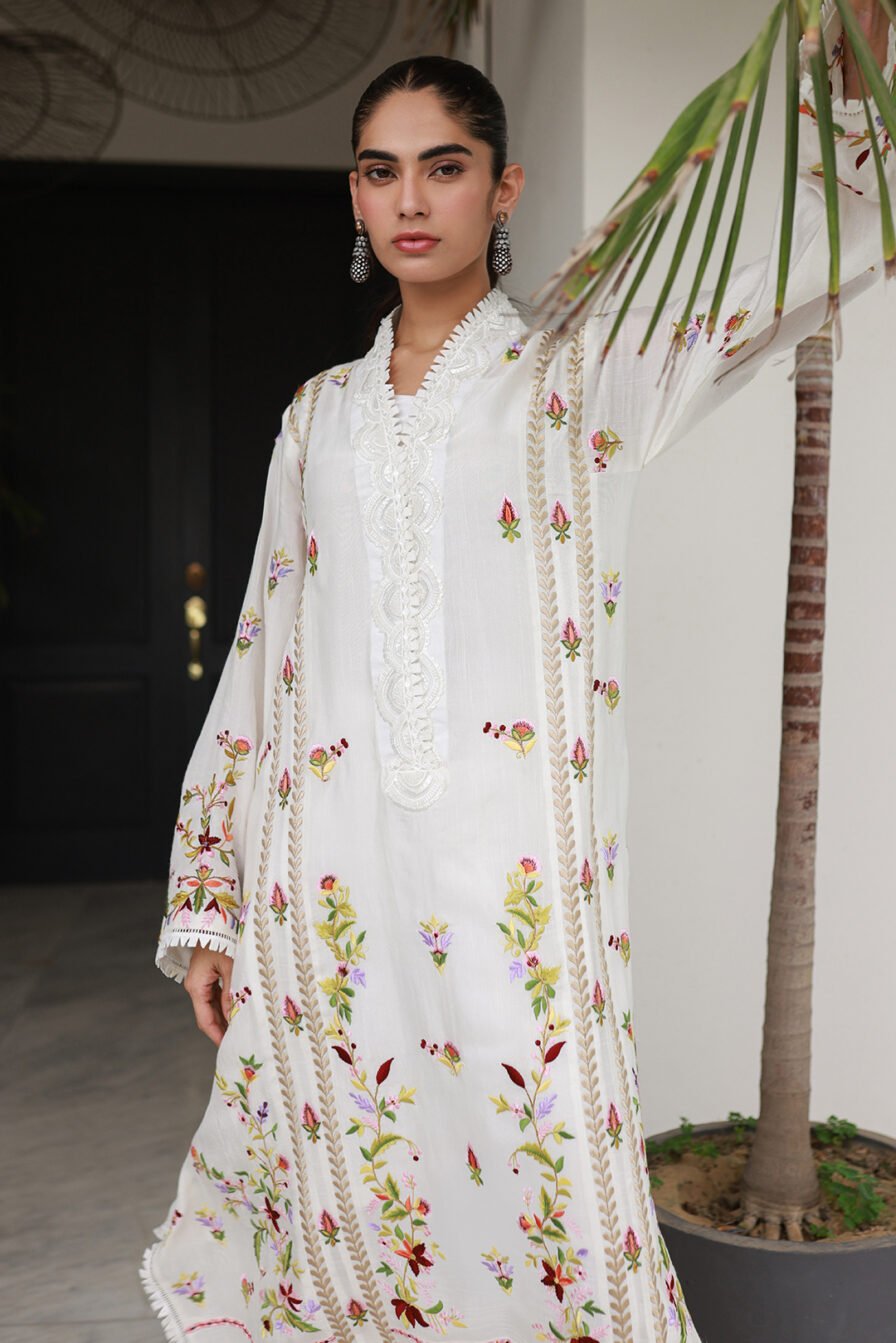 Silky White Layla Ensemble Nadia Khan Official
