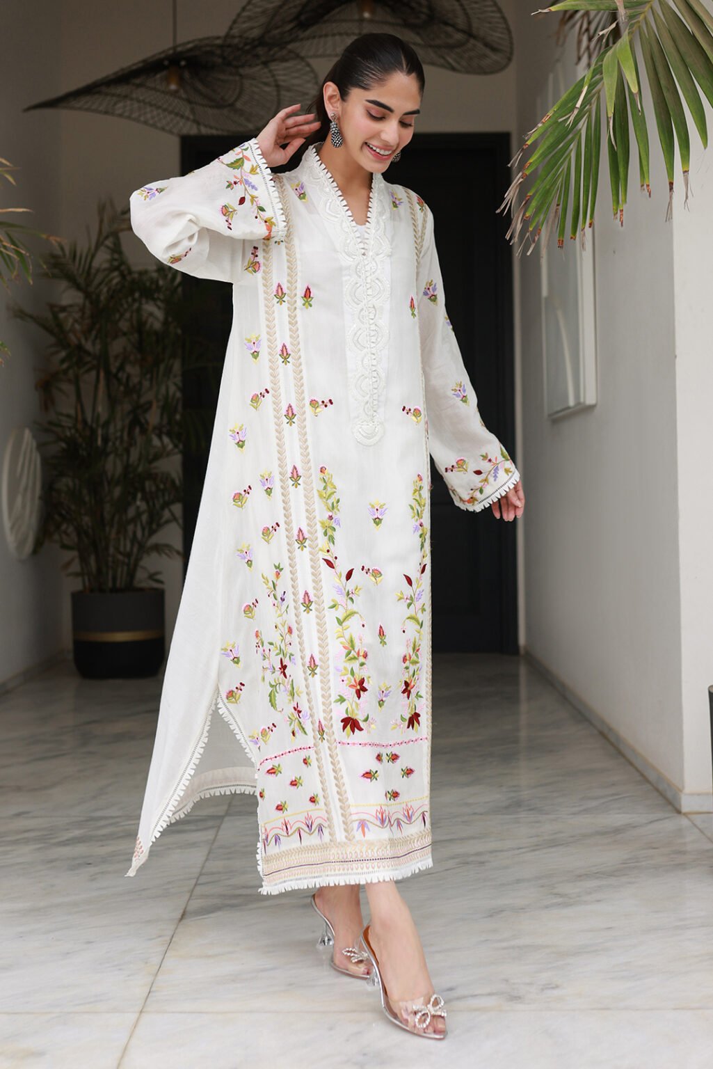 Silky White Layla Ensemble Nadia Khan Official